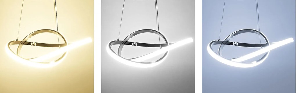 Toolight - LED závěsné svítodlo prstenové + dálkové ovládání APP389-CP, chrom, OSW-06905