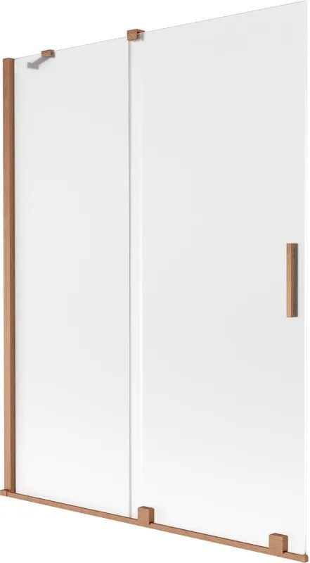 Mexen Velar, 2-křídlová posuvná vanová zástěna 130 x 150 cm, 8mm sklo námraza, měděná matná, 896-130-000-31-65