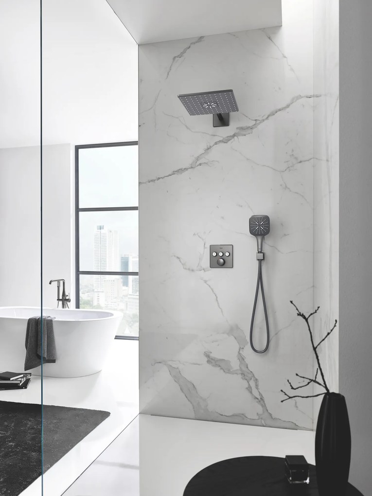 GROHE Rainshower SmartActive 130 Cube - Ruční sprcha 3 proudy, kartáčovaný Hard Graphite 26582AL0