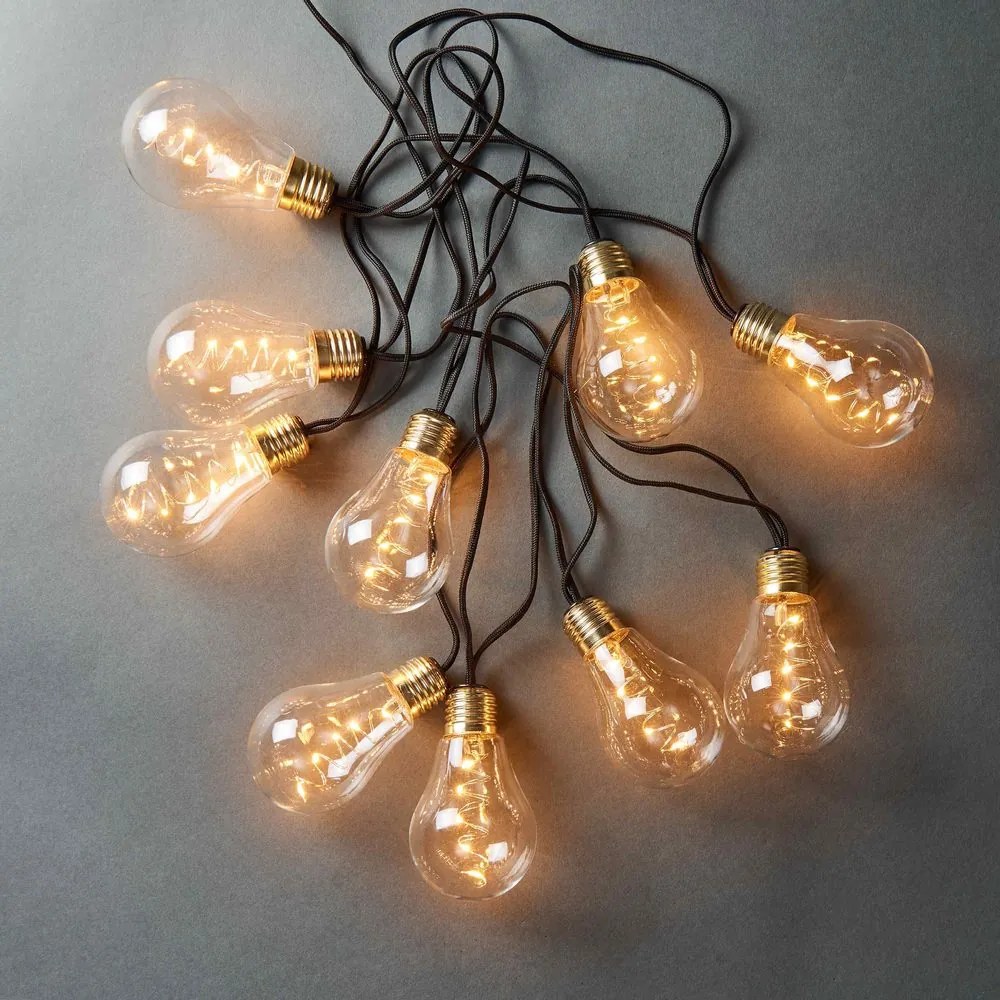 Butlers BULB LIGHTS Světelný řetěz žárovky 10 světel - černá