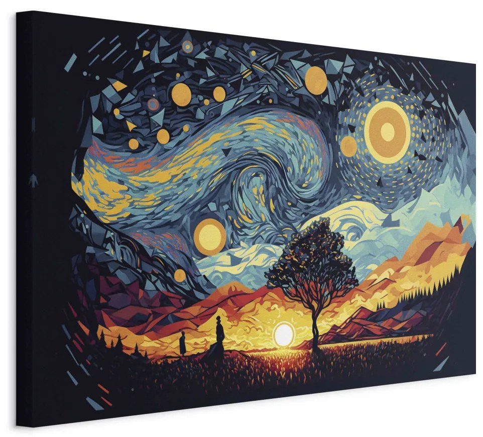 Obraz XXL Východ slunce - barevná krajina inspirovaná dílem van Gogha
