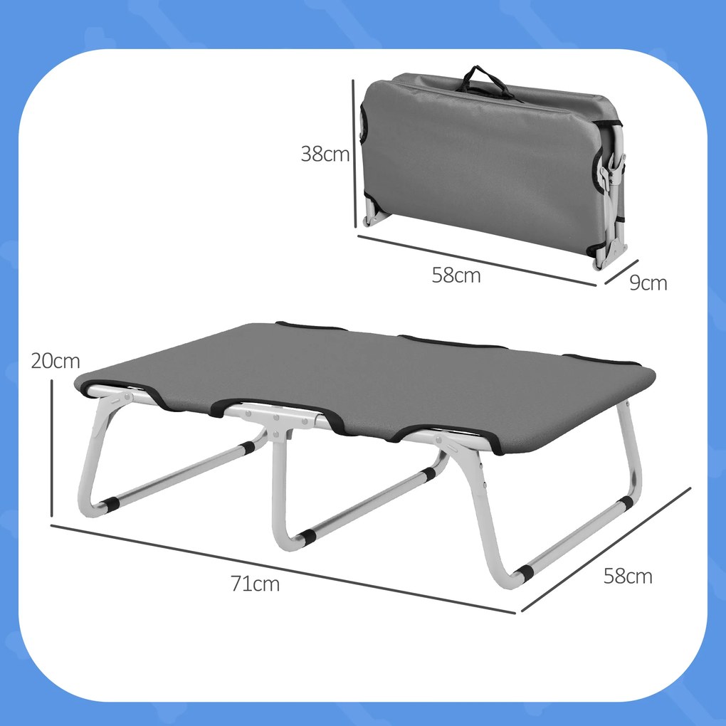 PawHut Vyvýšený pelíšek pro psy, venkovní pelíšek pro malé psy do 10 kg, Oxford, šedý 71 x 58 x 20 cm