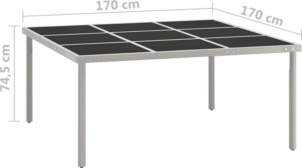 Zahradní jídelní stůl 170 x 170 x 74,5 cm sklo a ocel 313084