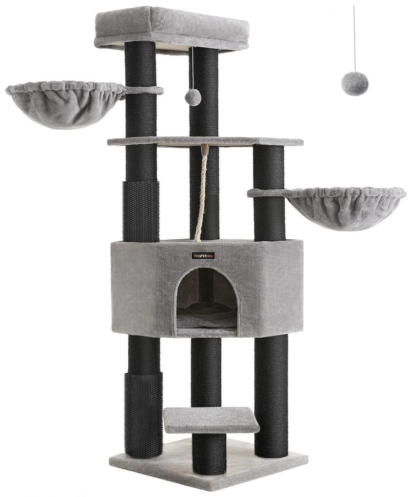 Goleto Škrabadlo pro kočky 55 x 45 x 168 cm | šedé a černé