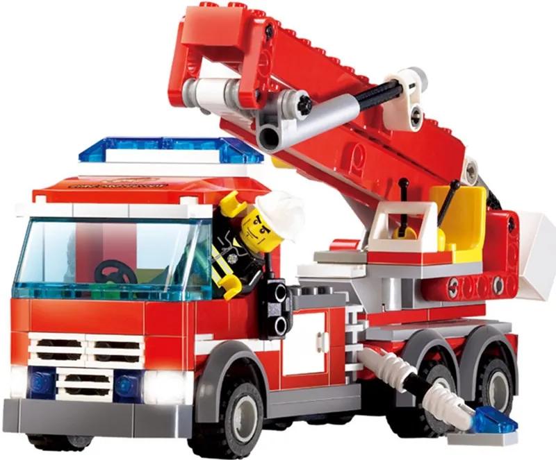Blocki stavebnice Hasičské auto s plošinou typ LEGO 244 dílů