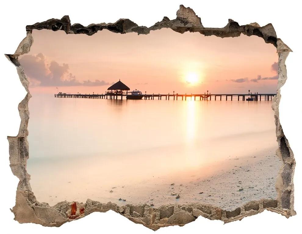 Wallmuralia Nálepka fototapeta 3D výhled Pláž Maledivy 95x64 cm