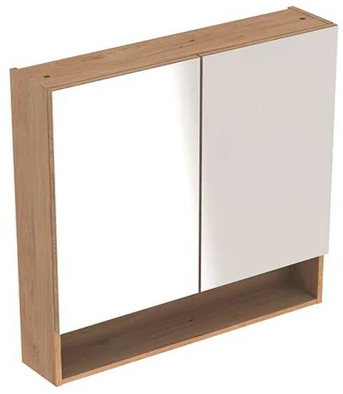 Geberit Selnova Square - Zrcadlová skříňka 850x788x175 mm, 2 dvířka, světlý ořech hickory 501.271.00.1