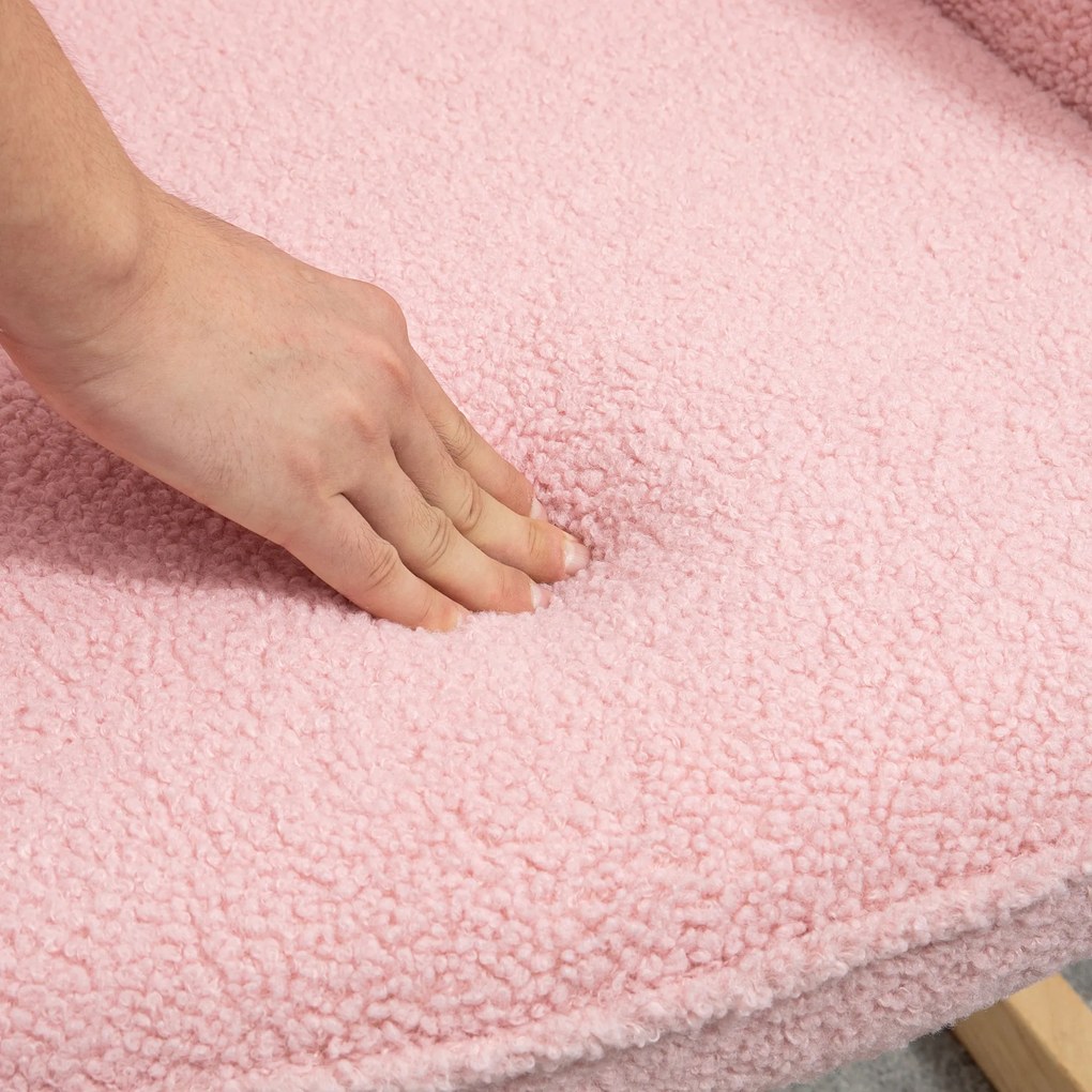 HOMCOM Houpací křeslo Houpací křeslo Akcentní křeslo Relaxační křeslo Křeslo do obývacího pokoje, do 120 kg, imitace jehněčí kůže, růžové | Aosom