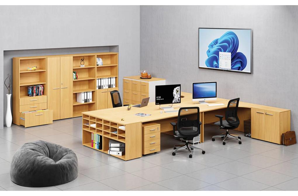 Ergonomický kancelářský pracovní stůl PRIMO WOOD, 1800 x 1200 mm, pravý, buk