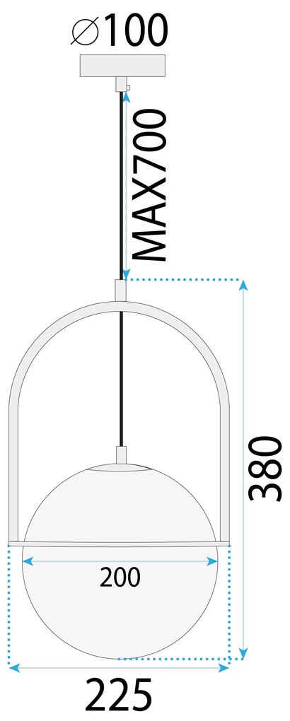 Toolight Moderní závěsné osvětlení Ball 1 APP1674-1CP zlatá/bílá