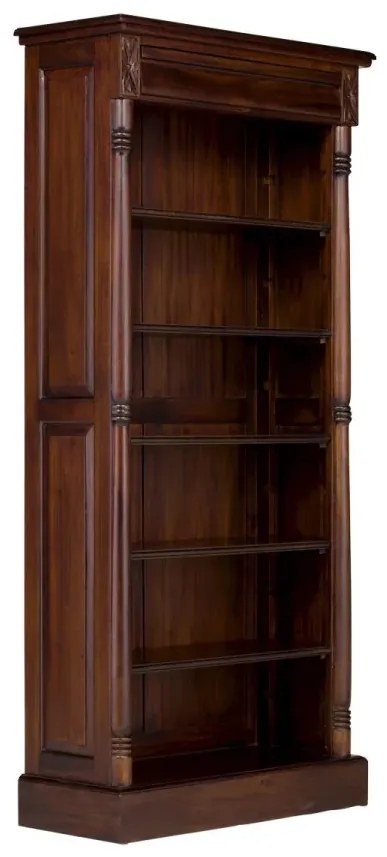 furniture-nabytek.cz - Masivní knihovna Camford II z mahagonu, lakovaná, hnědá – 85×36×180 cm