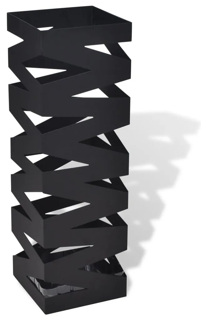 Černý hranatý stojan na deštníky a vycházkové hole, ocelový, 48,5 cm 242469