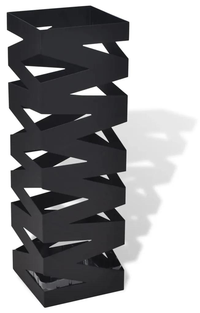242469 vidaXL Černý hranatý stojan na deštníky a vycházkové hole, ocelový, 48,5 cm