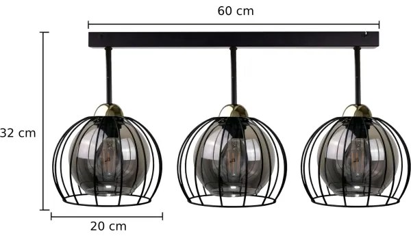 Přisazený lustr SOLO BLACK 3xE27/60W/230V černá/zlatá