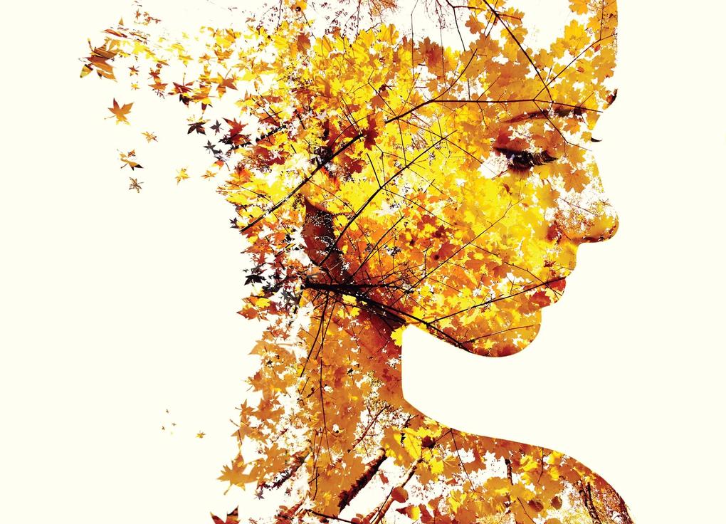 Malvis ® Tapeta Žena podzimní listí Vel. (šířka x výška): 504 x 310 cm