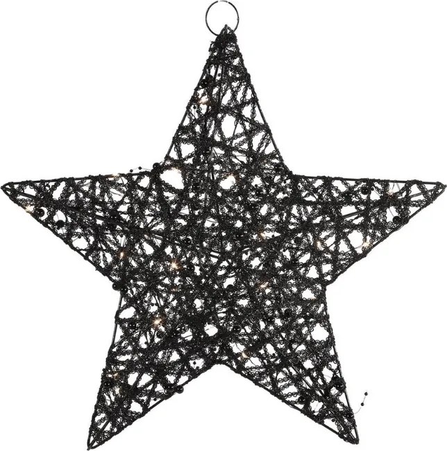 Vánoční dekorace hvězda STARIELLE s LED osvětlením 30 cm, černá