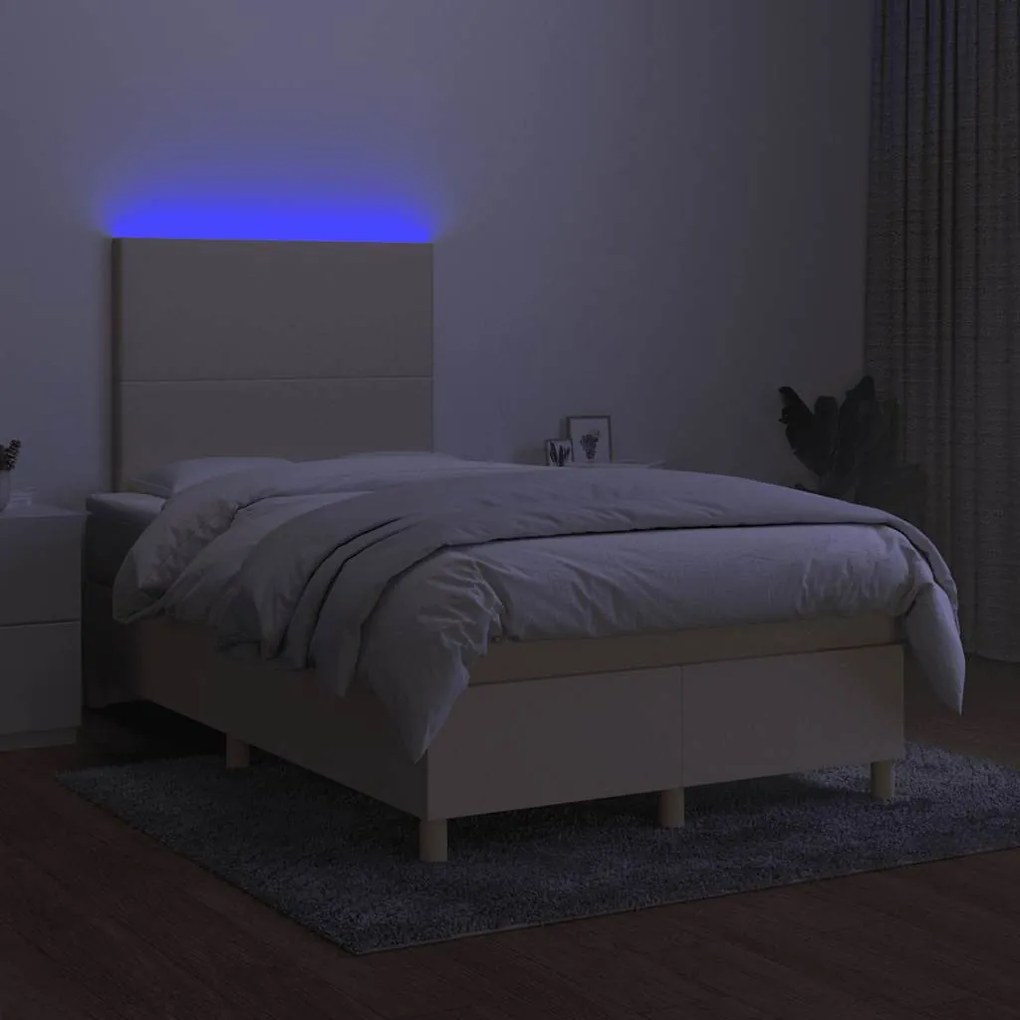 Box spring postel s matrací a LED krémová 120x190 cm textil 3270237