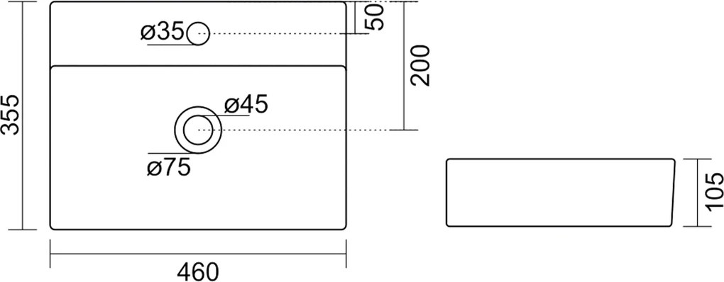 Aqualine Aqualine, SOYO keramické umyvadlo 46x36cm, bílá, NP465