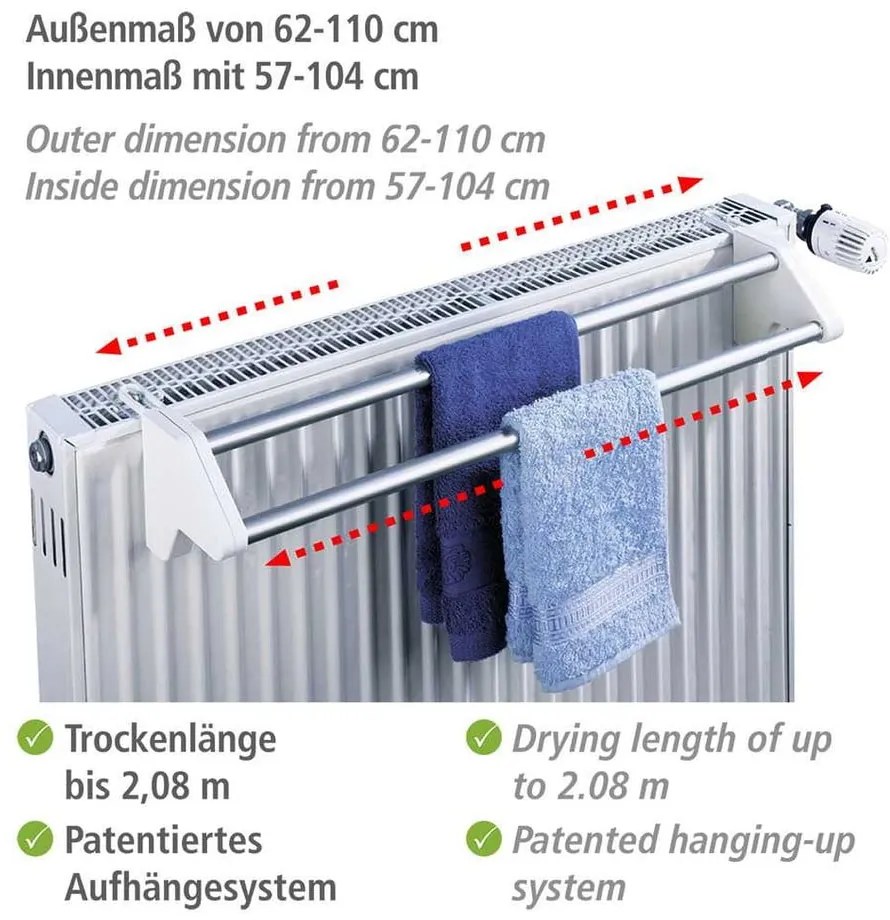 Závěsný sušák na prádlo ve stříbrné barvě 2 m Twin Extendable – Wenko