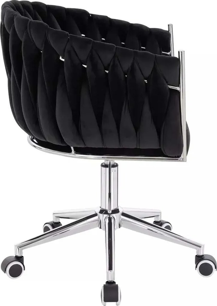 LuxuryForm DESIGN Židle NORDEN VELUR na stříbrné podstavě s kolečky - černá