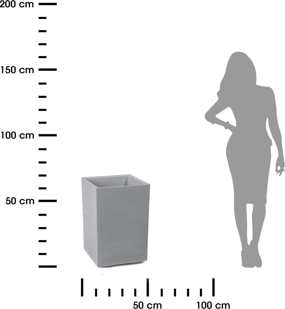 PLASTOVÝ KVĚTINÁČ NA KOLEČKÁCH BETONIQUE ECO 60X40X40 CM DŘEVĚNÝ DEKOR ŠEDÁ