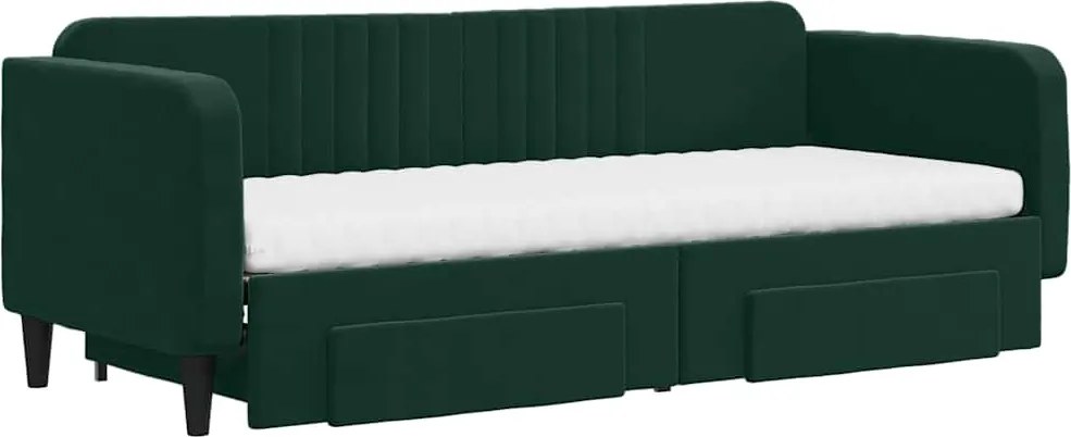 Válenda s přistýlkou a zásuvkami tmavě zelená 80 x 200 cm samet 3197130