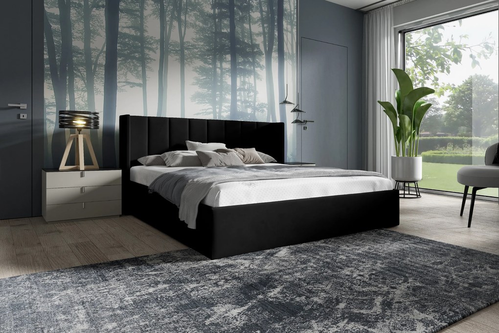 Eka Čalouněná postel EVEREST - Kronos 180x200 cm Barva látky: Světlá růžová (52), Úložný prostor: S dřevěným rámem úložného prostoru