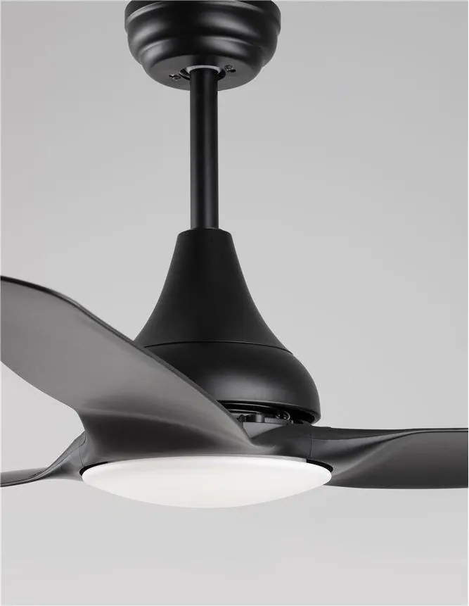 NV 5267302 Stropní ventilátor se světlem SAMOA tělo z oceli matná černá a sklo 3ABS černé listy LED 18W 3000K - NOVA LUCE