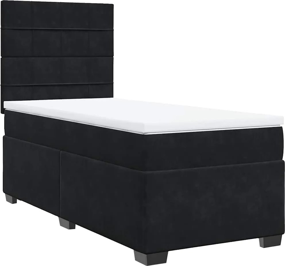 Box spring postel s matrací černá 90x190 cm samet 3293088
