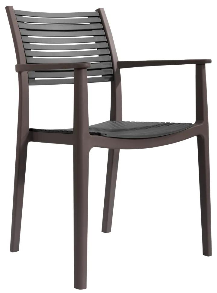 TEMPO Stohovatelná židle, hnědá/šedá, HERTA
