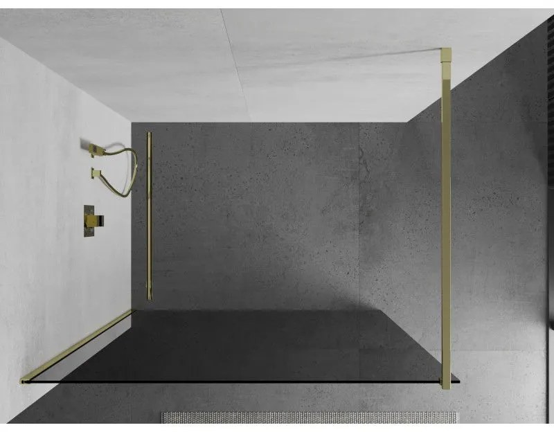 Mexen Kioto sprchová zástěna 70x200 cm 8 mm, zlatý profil, šedé sklo, 800-070-101-50-40