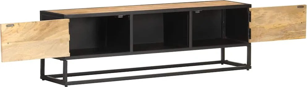TV stolek s vyřezávanými dvířky 130x30x40 cm hrubý mangovník 320943