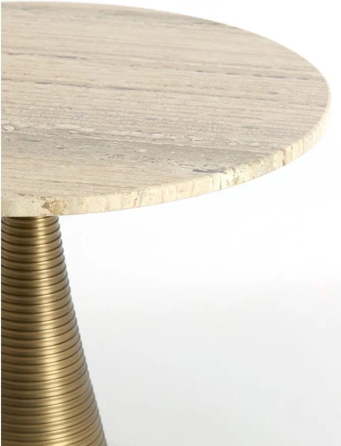 Kulatý konferenční stolek s deskou z kamene v bronzové barvě/ve světle přírodní barvě ø 50 cm Bahia – Light & Living