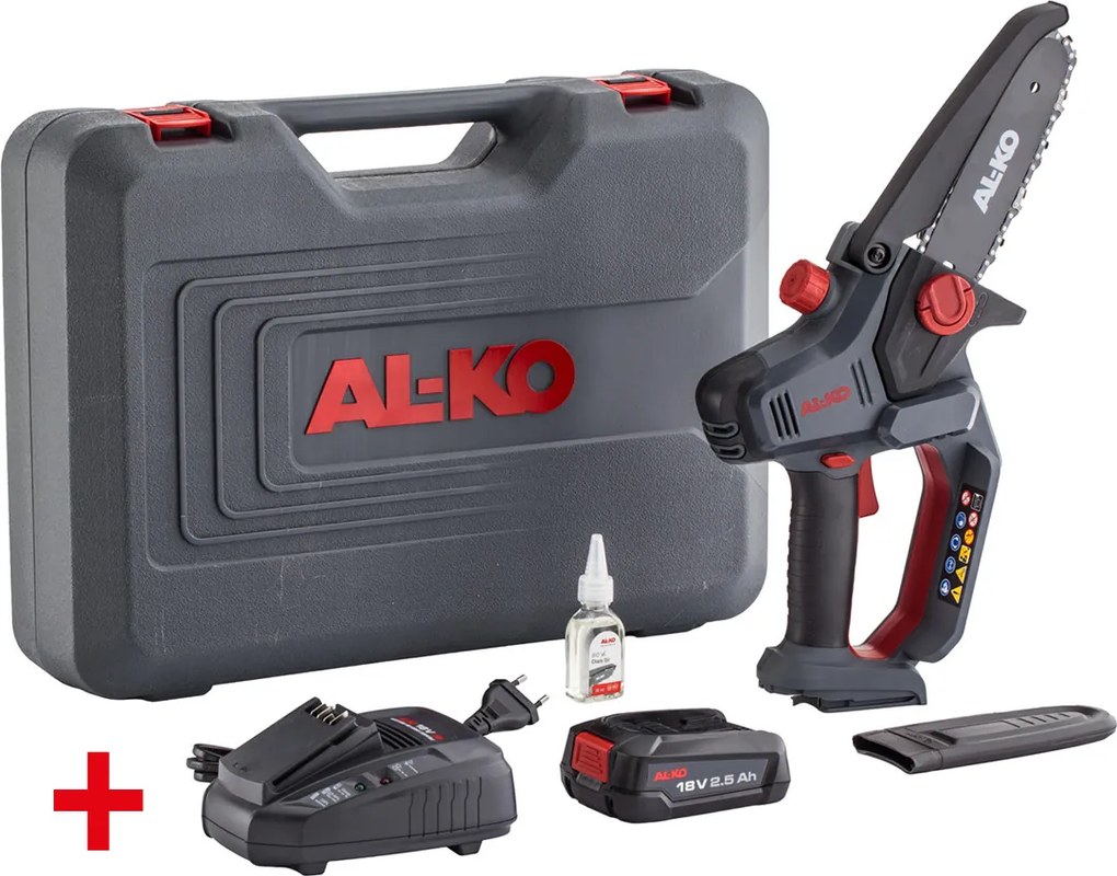 AL-KO CSM 1815 18V Set Comfort Aku mini řetězová pila s lištou 15 cm, včetně baterie 18V (114023) – Servis ČR