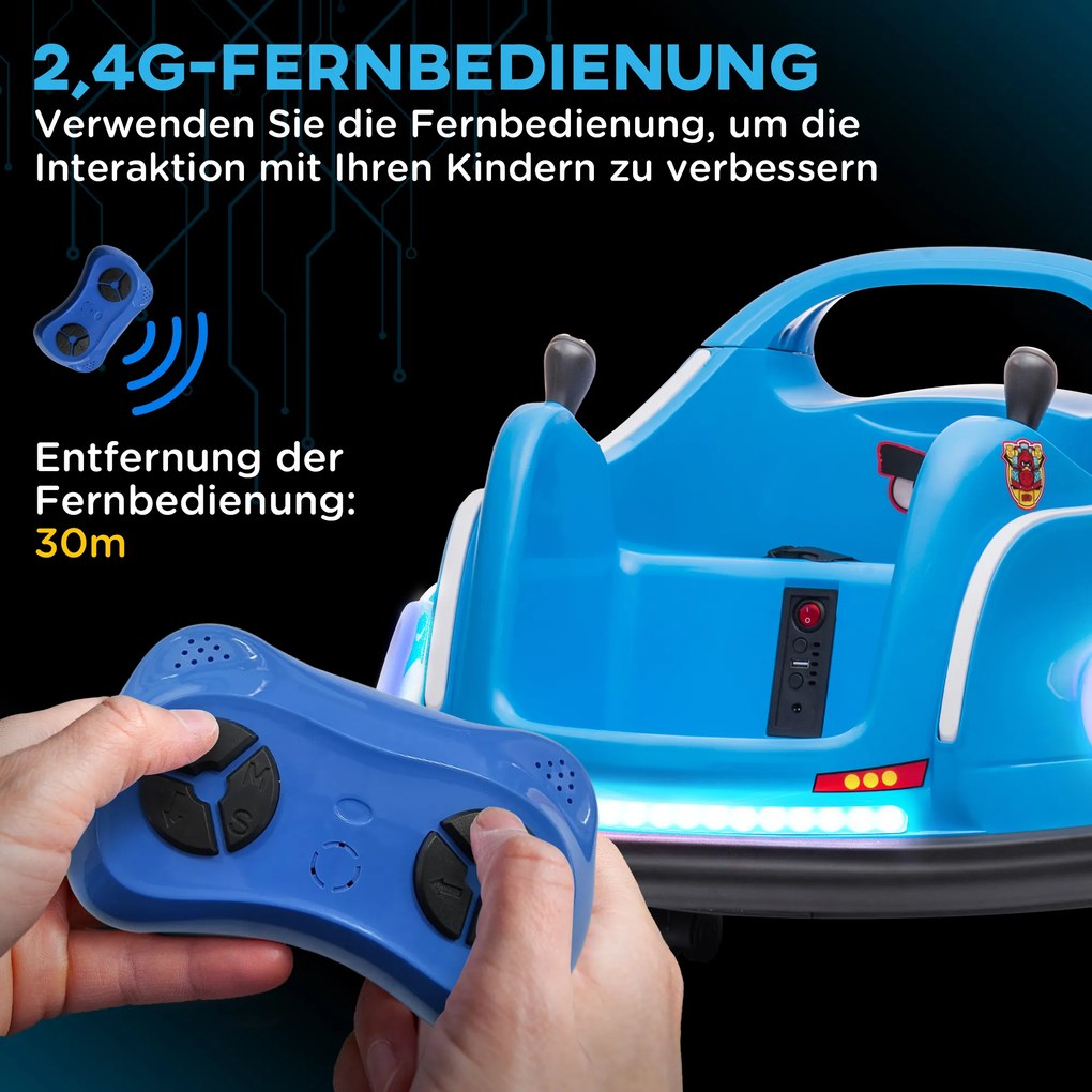 AIYAPLAY 12V dětské odrážedlo s dálkovým ovládáním 2,4 G, elektrické odrážedlo s hudbou a světly, 1,5-3 km/h, dětské elektrické auto s 360° otáčením,…
