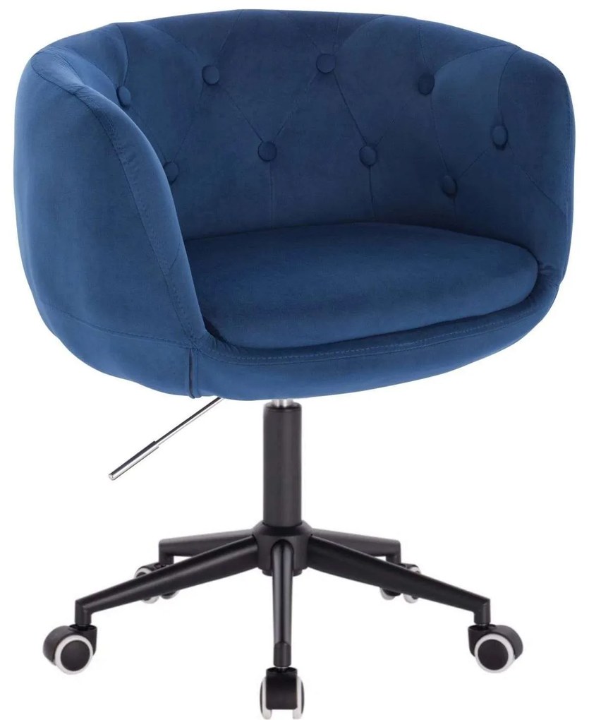 LuxuryForm DESIGN Otočné křeslo MONTANA VELUR na černé podstavě s kolečky - modré