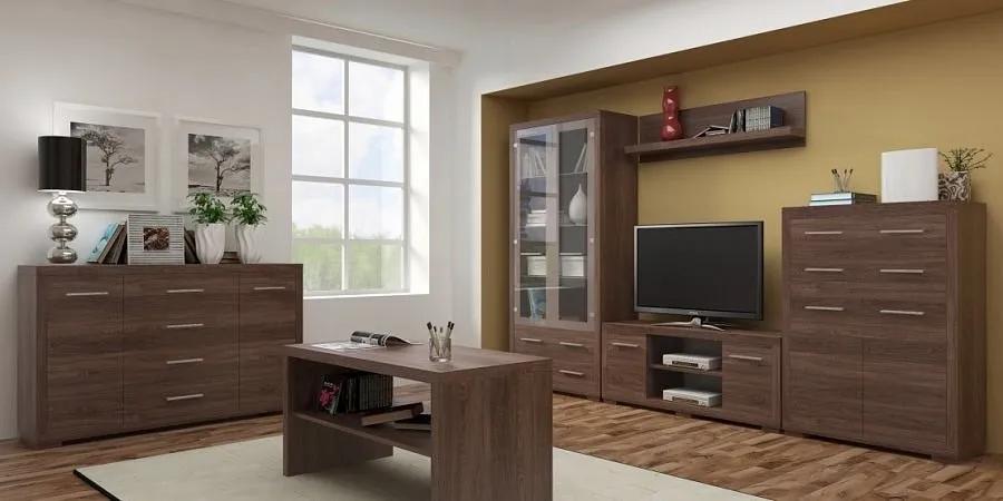 Casarredo - Komfort nábytek Vitrína VEGAS V-12, levá, výběr barev | barva: jrs-santana-tm-santana