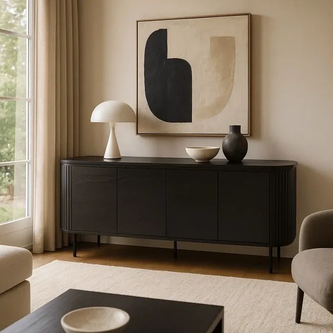 Designová komoda Lulea v elegantní černé 200cm