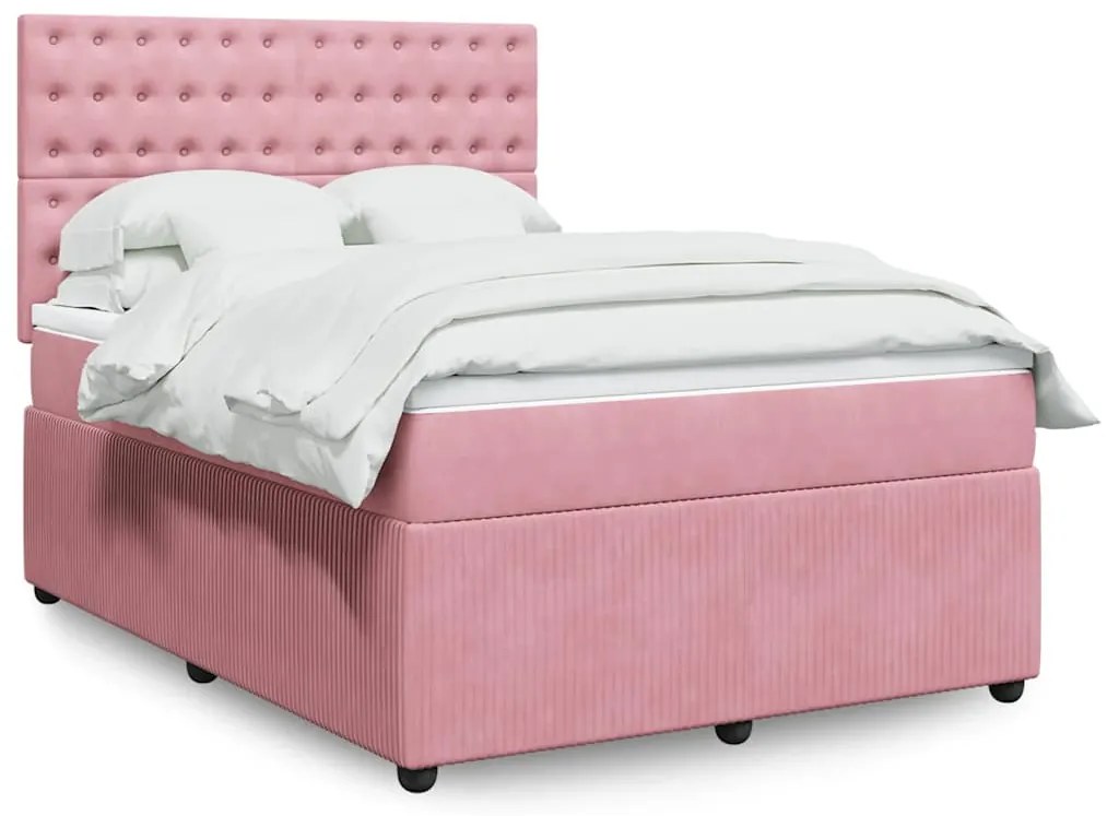 Box spring postel s matrací růžová 160x200 cm samet 3294699