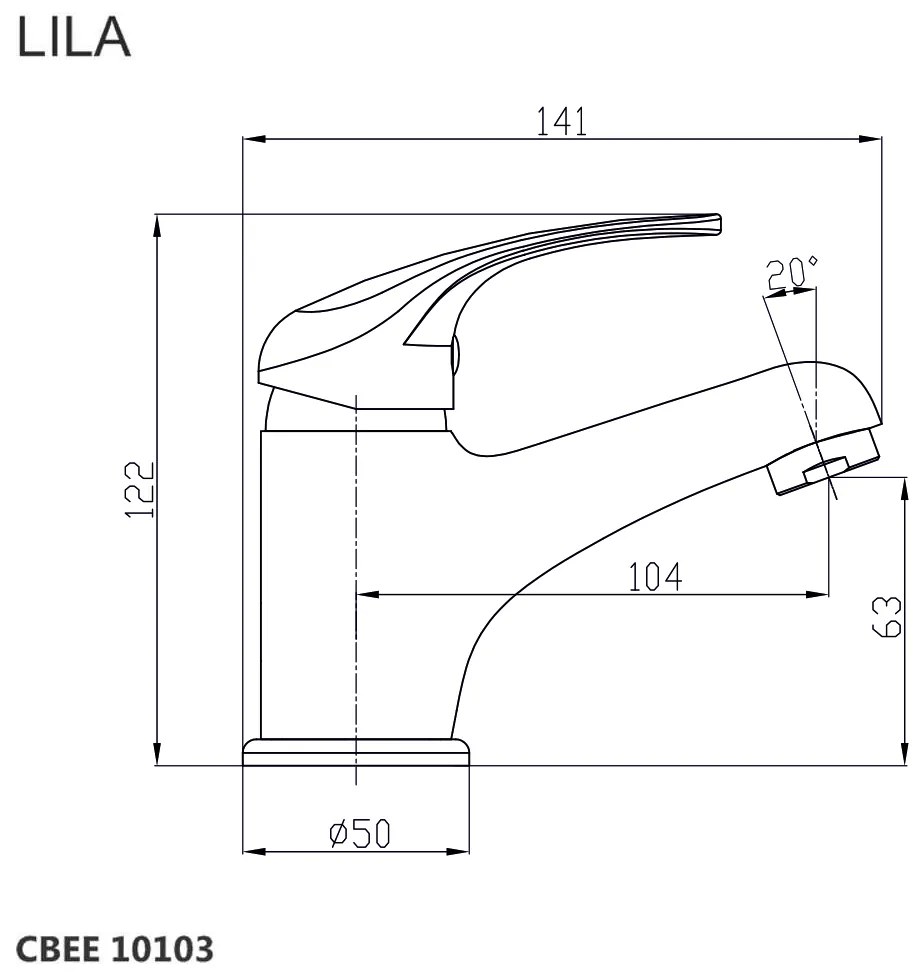 Mereo Mereo, Lila umyvadlová baterie stojánková vyšší s clic-clac CH03P, CBEE10104C