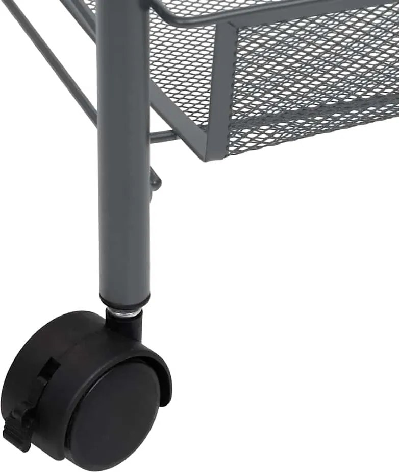Kuchyňský vozík se 3 patry šedý 46 x 26 x 64 cm železo 336324