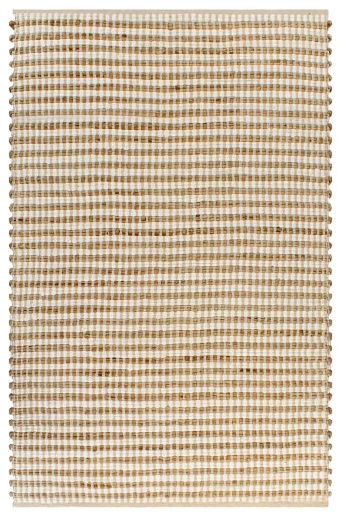 Ručně tkaný kusový koberec z juty - přírodní a bílý | 160x230 cm