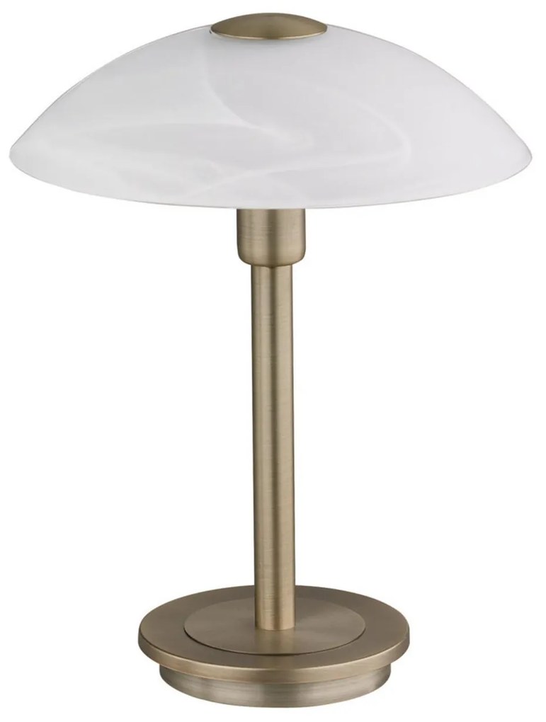 PAUL NEUHAUS Stolní lampa, staromosaz, kruhové, sklo, alabastr 3000K PN 4235-11