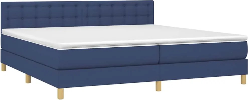 Box spring postel s matrací a LED modrá 200x200 cm textil 3134067
