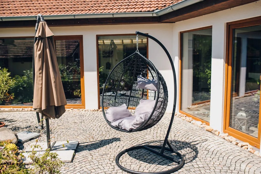 Černé závěsné křeslo KOKON bez stojanu