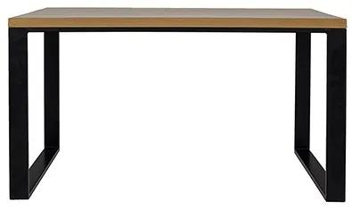 Drewmax Jídelní stůl ST373 S220, šířka desky: 4cm, masivní dub tmavý dub   černá lesklá