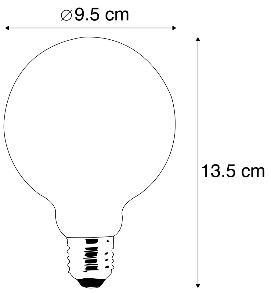Sada 3 LED žárovek E27 Dim to Warm G95 zlatá 8W 806lm 2000-2700K