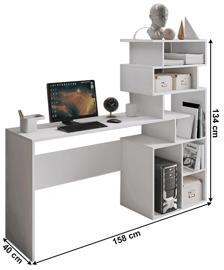 Kondela PC stůl, bílá, MAXIM