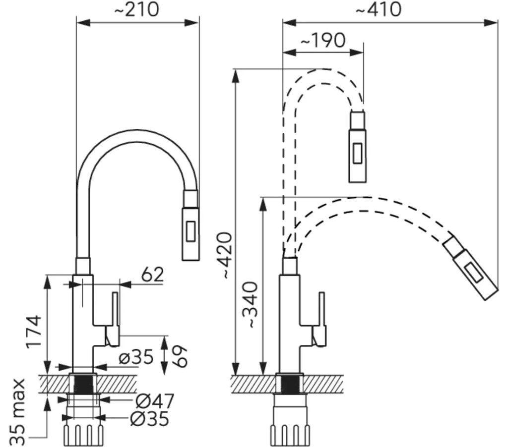 Dřezová baterie Novaservis 70730.0ZL se žlutým ramenem