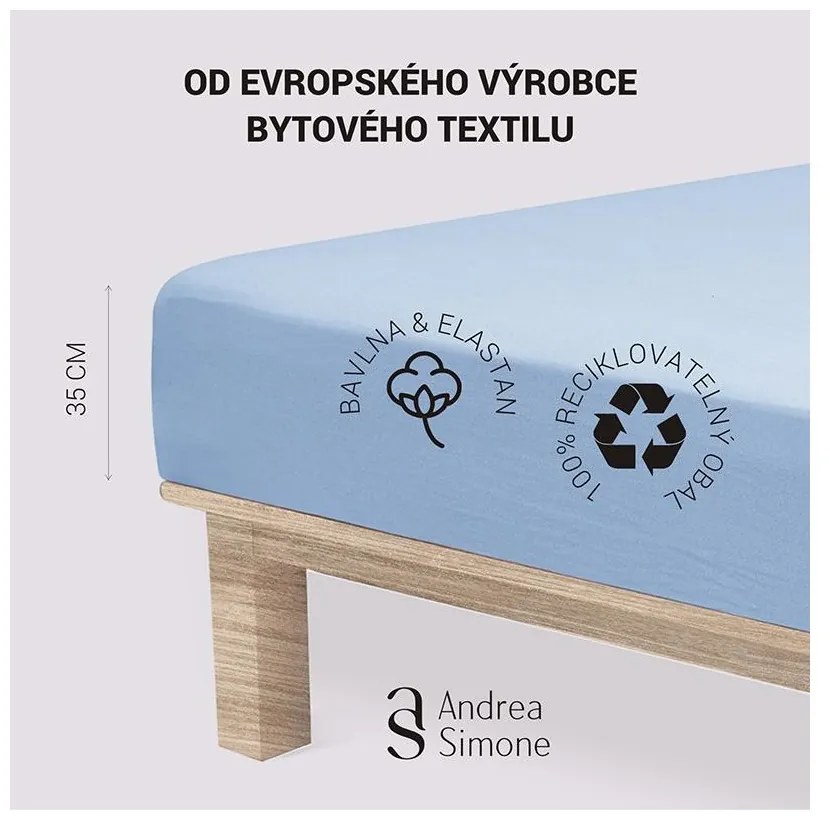 Andrea Simone Jersey Lycra prostěradlo Andrea Simone boxspring - Modrá (Della Robbia Blue 16-4020) 90 x 200